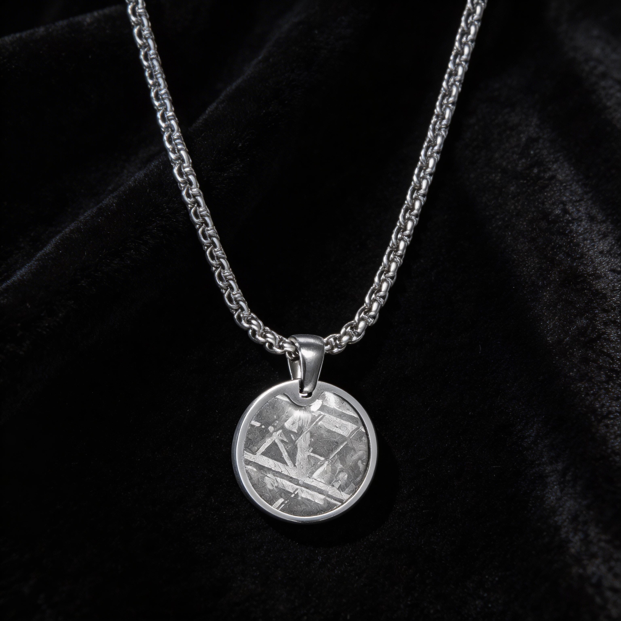 Genuine Silver Plated Muonionalusta Iron Meteorite Round Pendant-Muoni ...